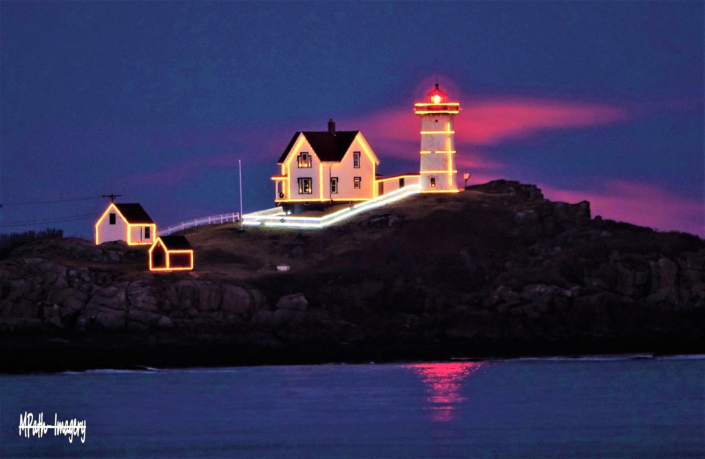 Cape Neddick Nubble Full Moon Christmas Lights
